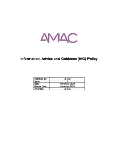 Information, Advice and Guidance Policy November 2022 (issue 2) - Amac ...